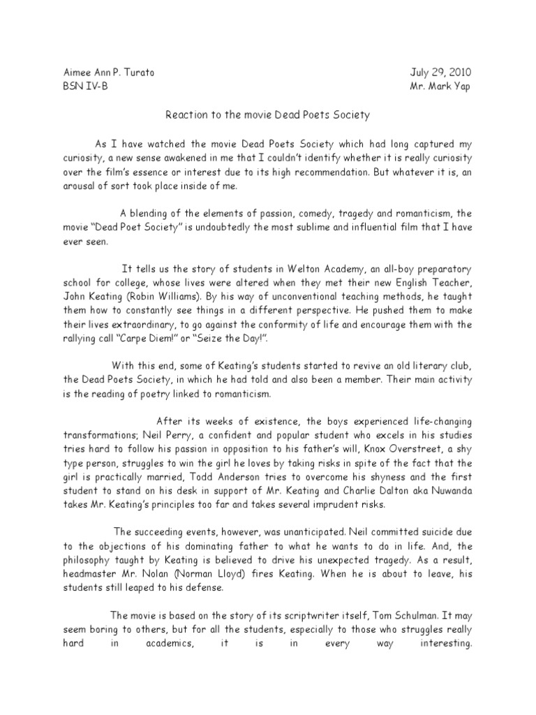 Dead Poets Society | PDF