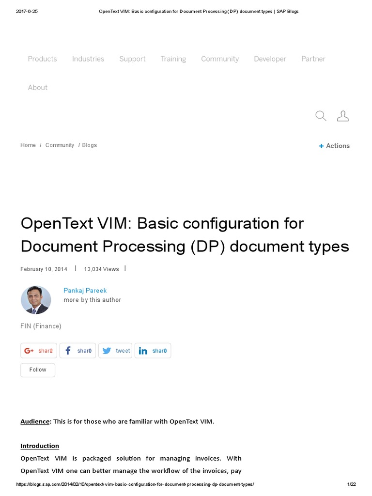 Opentext Vim Basic Configuration For Document Processing Dp