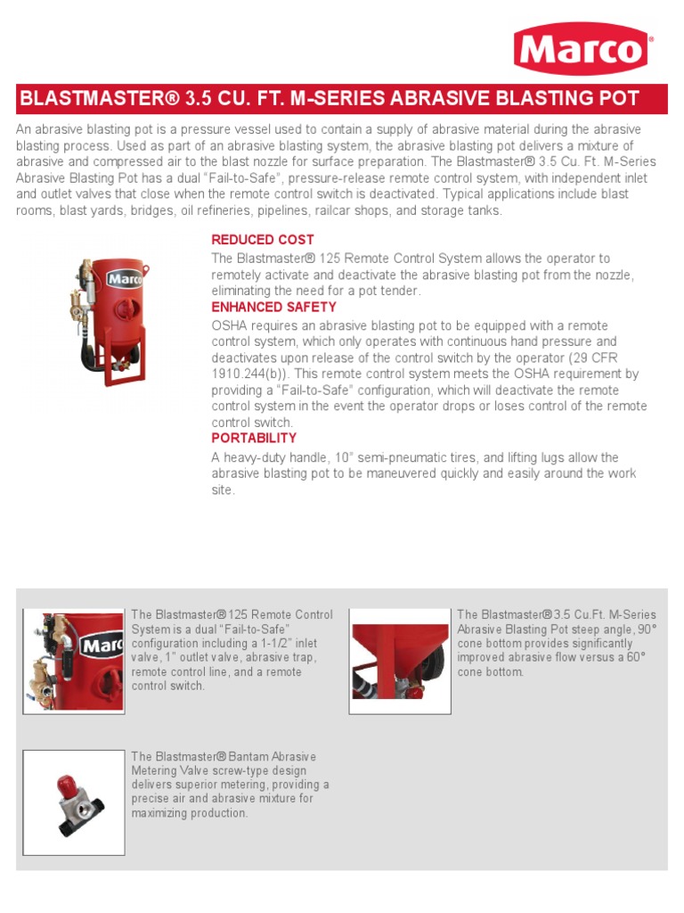 Blastmaster 3.5 Cu FT M-Series Abrasive Blasting Pot - FNS Guide | PDF ...