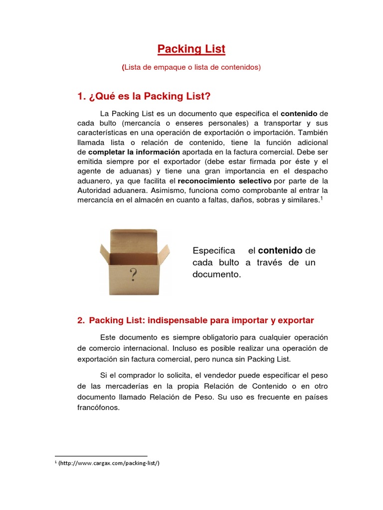 Packing List | PDF | aduana | El comercio internacional