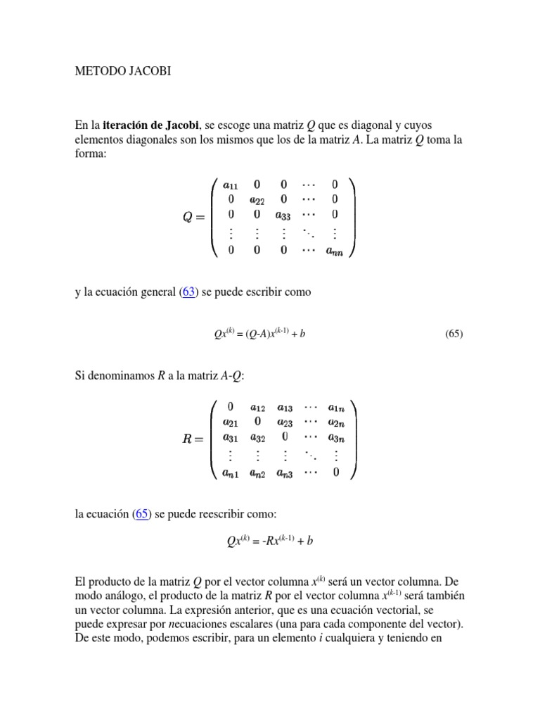 Metodo Jacobi | PDF | Espacio vectorial | Ecuaciones