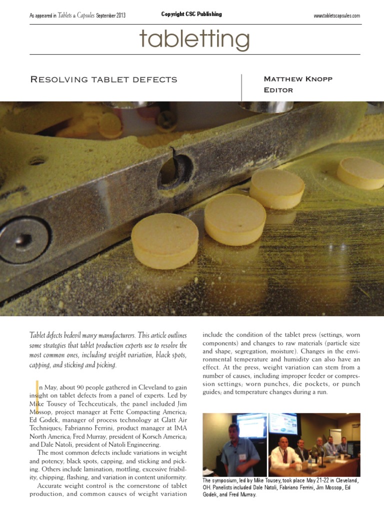 Article Tabletting Resolving Tablet Defects | Tablet (Pharmacy) | Wear