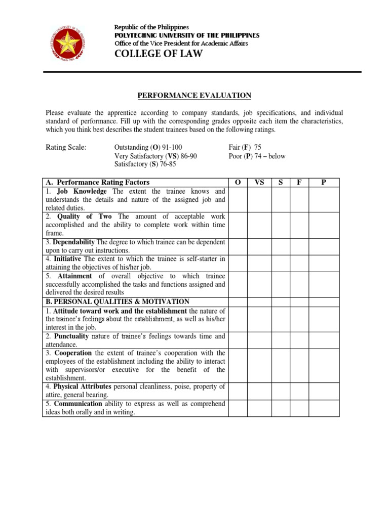 Revised Pup Evaluation Pdf Apprenticeship Performance Appraisal