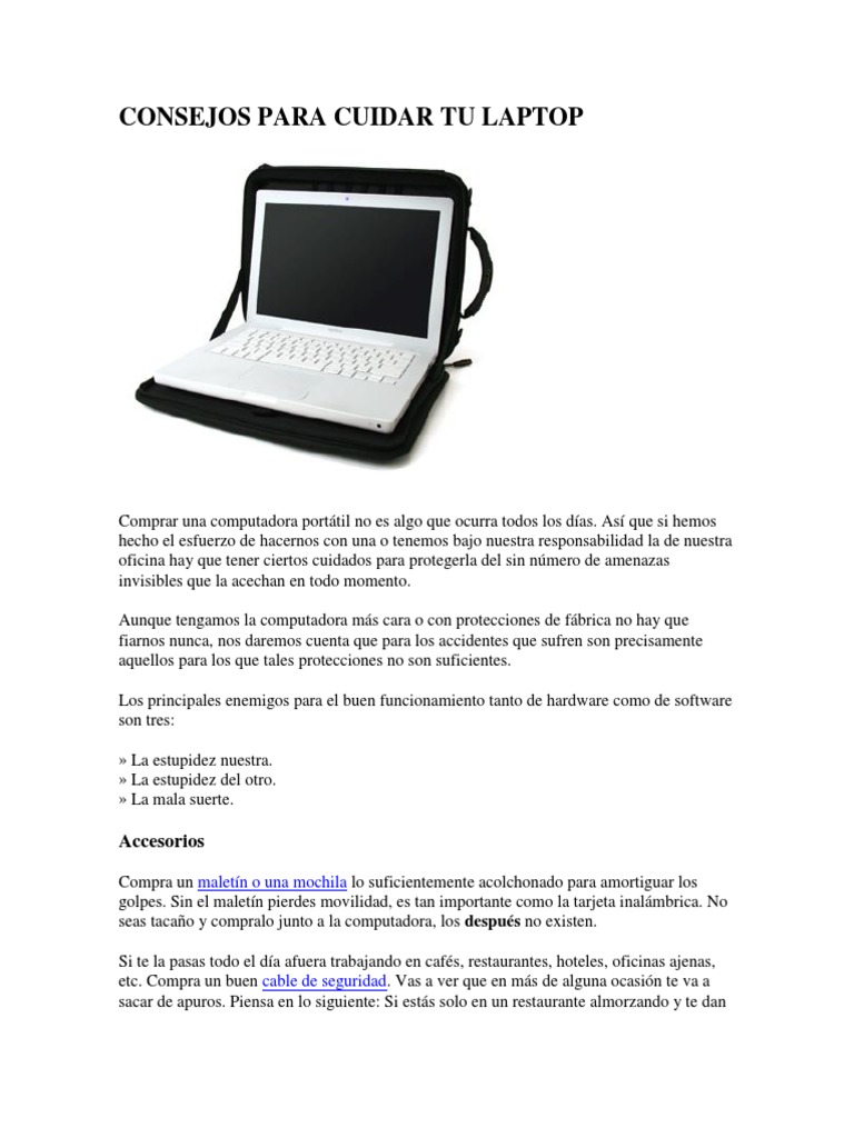 Consejos Para Cuidar Tu Laptop Pdf Batería Electricidad
