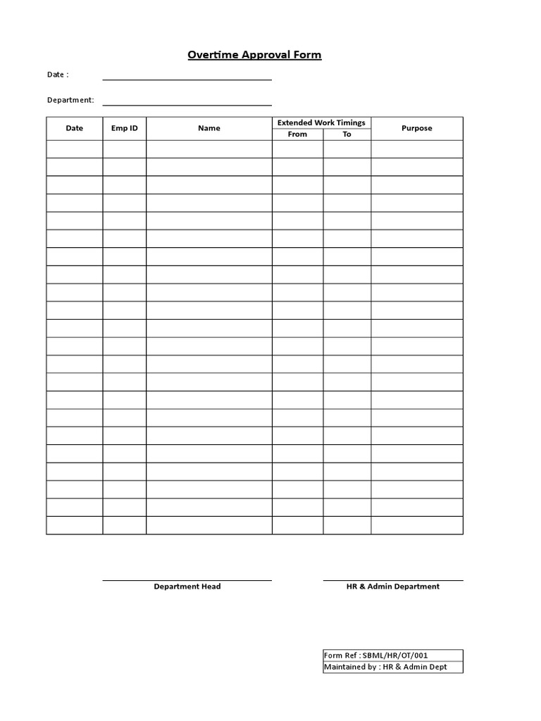 Overtime Form | PDF