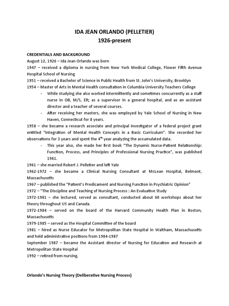 Ida Jean Orlando - Soft | PDF | Nursing | Theory