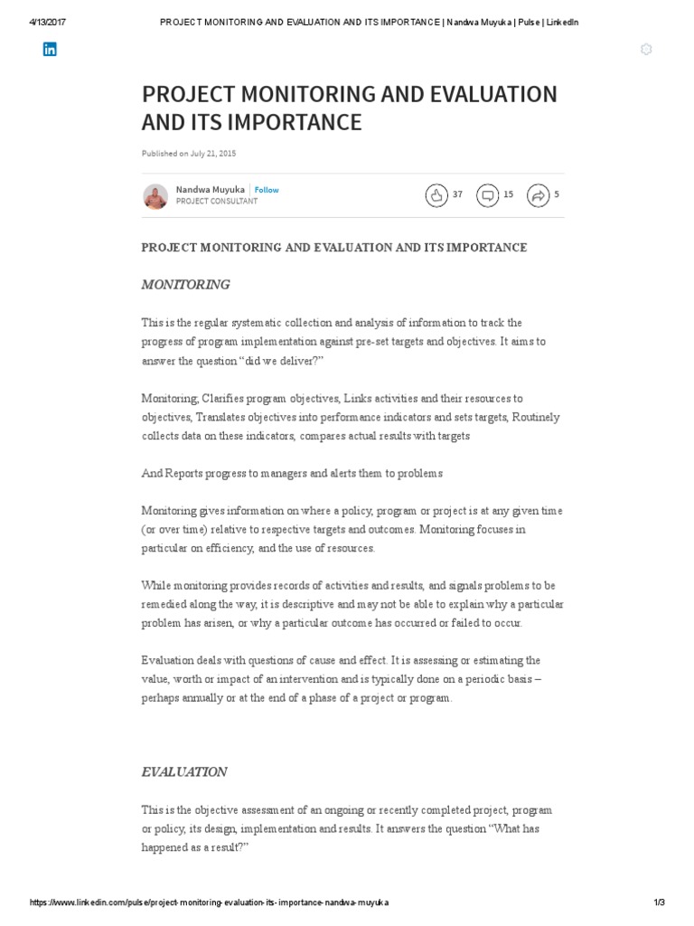 Project Monitoring and Evaluation and Its Importance - Nandwa Muyuka ...