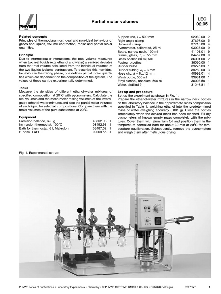 Partial Molar Volumes | PDF | Mole (Unit) | Quantity