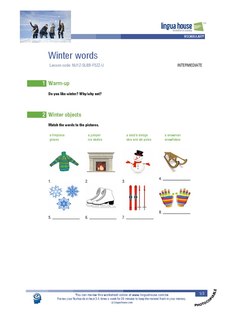 Winter vocabulary | PDF | Ice | Snow