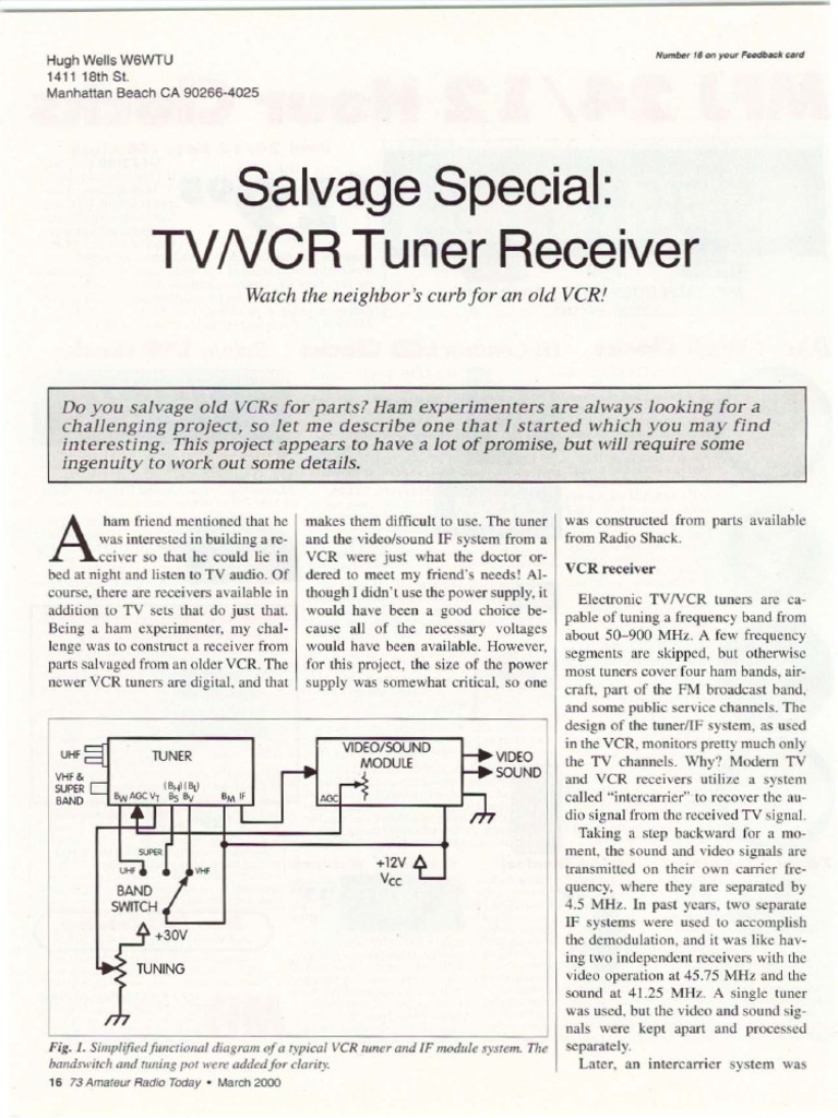 TV VCR Tuner Receiver 73 2000 03 | PDF | Frequency Modulation ...