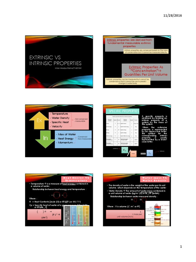 Extrinsic VS Intrinsic Properties PDF | PDF | Heat Capacity | Heat