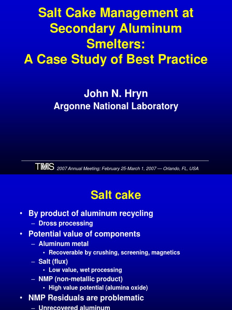 Salt Cake John N. Hyrn | PDF | Aluminium | Recycling