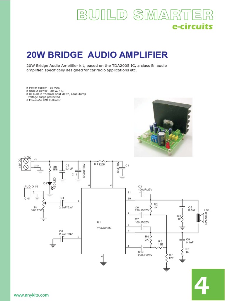 20W - Bridge - Audio - Amplifier TDA2005 PDF | PDF | Home & Garden