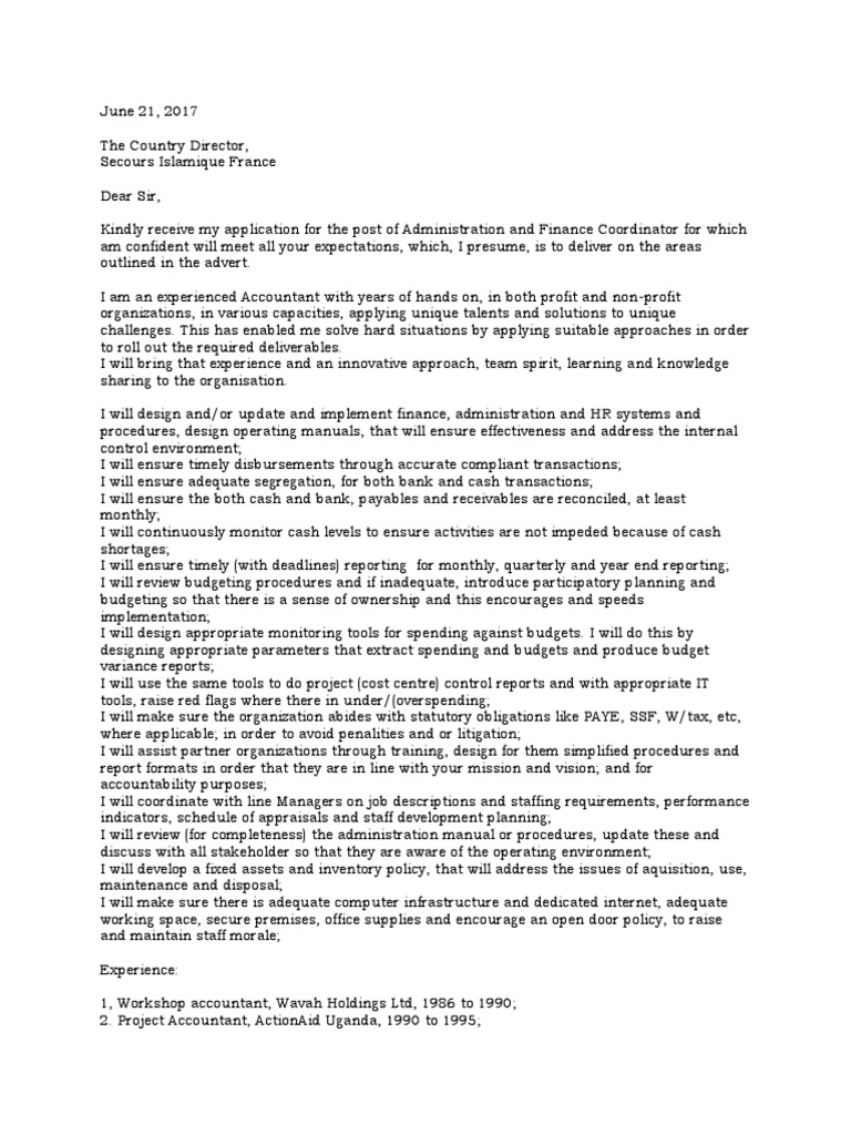 JR Cover Letter-SIF | PDF | Accounting | Audit