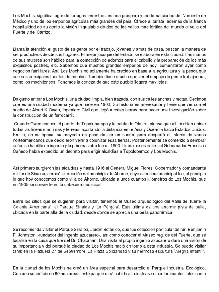 Los Mochis Información Pdf Viajes Y Turismo