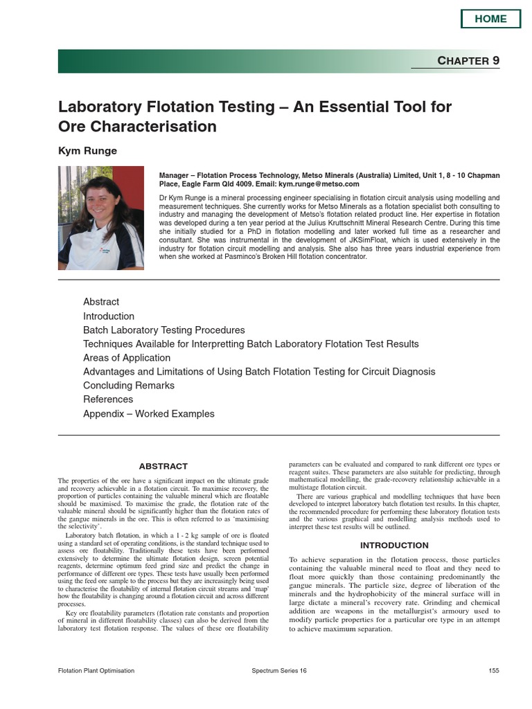 Laboratory Flotation Testing An Essential Tool For Ore Characterisation ...
