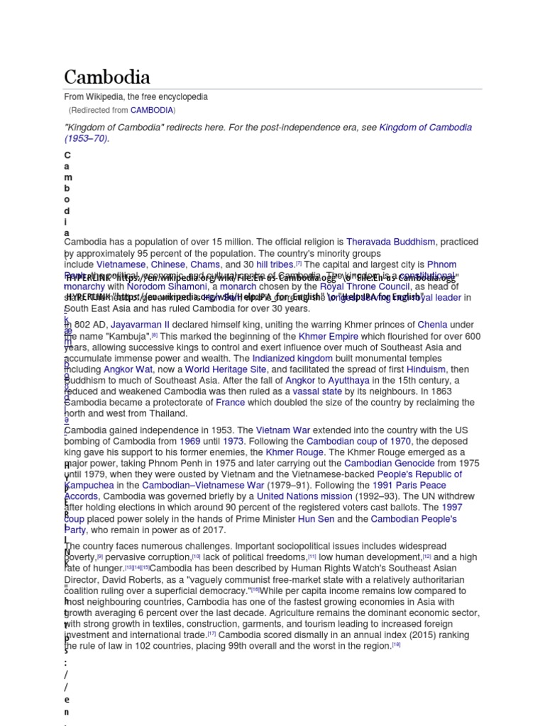 Cambodia: "Kingdom of Cambodia" Redirects Here. For The Post ...