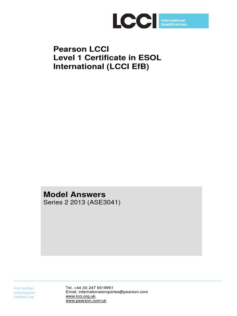 LCCI EfB Level 3 Model Answers Series 2 2013 PDF | PDF | Tai Chi | Qi