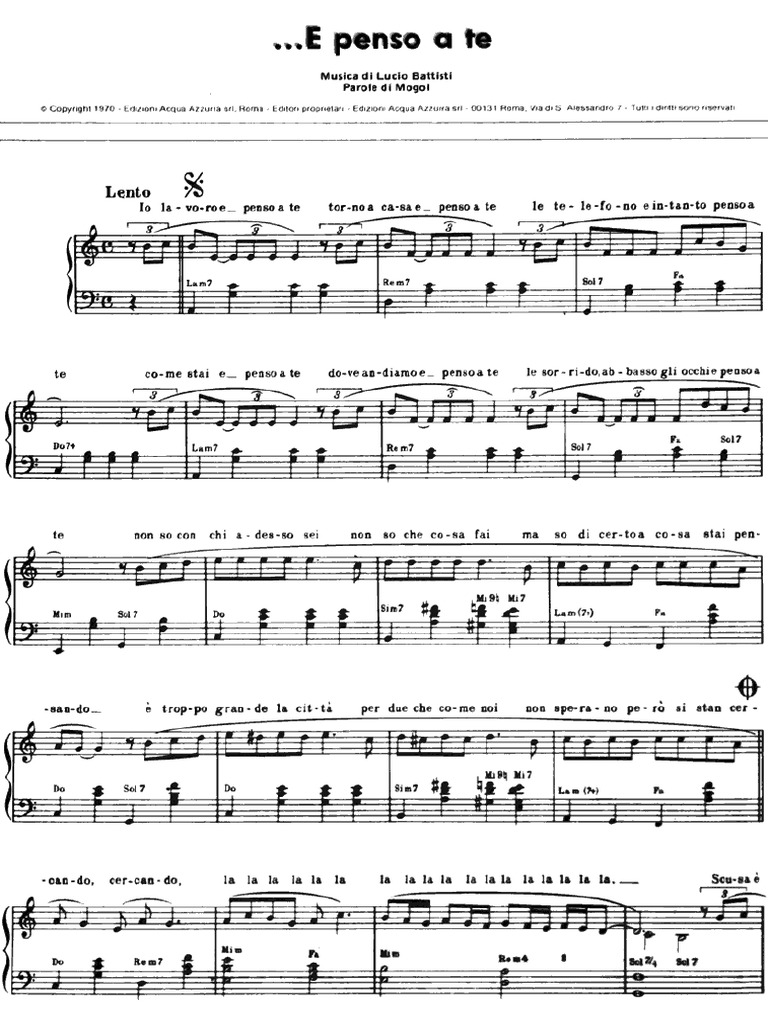 Lucio Battisti - E Penso A Te - Spartito.pdf