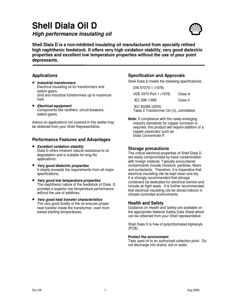 High Performance Insulating Oil for Transformers and Electrical ...