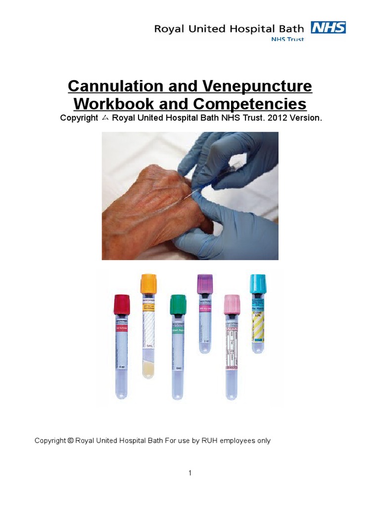 Cannulation and Venepuncture Workbook | PDF | Intravenous Therapy | Artery