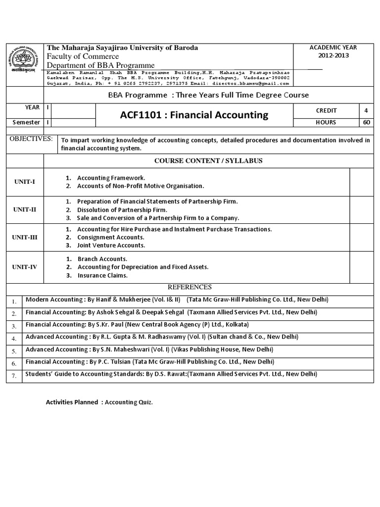 BBA 1st Semester Syllabus Format | PDF | Matrix (Mathematics ...