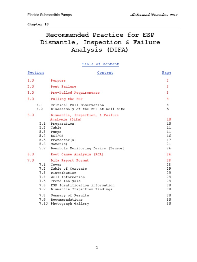 ESP Dismantle & Failure Analysis Guide | PDF | Wear | Leak