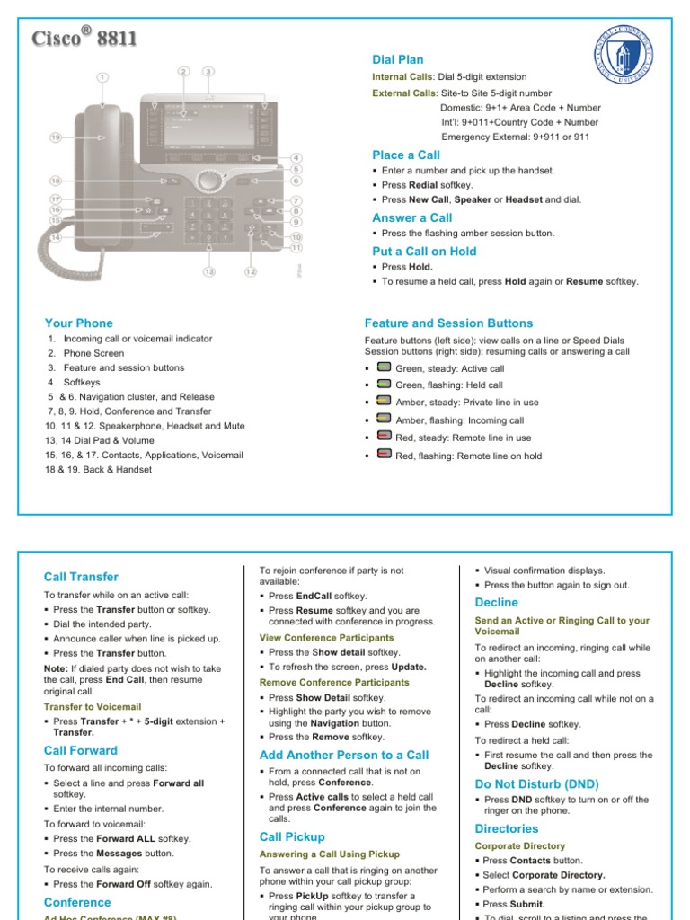 Cisco 8811 Quick Start Guide | PDF | Voicemail | User (Computing)