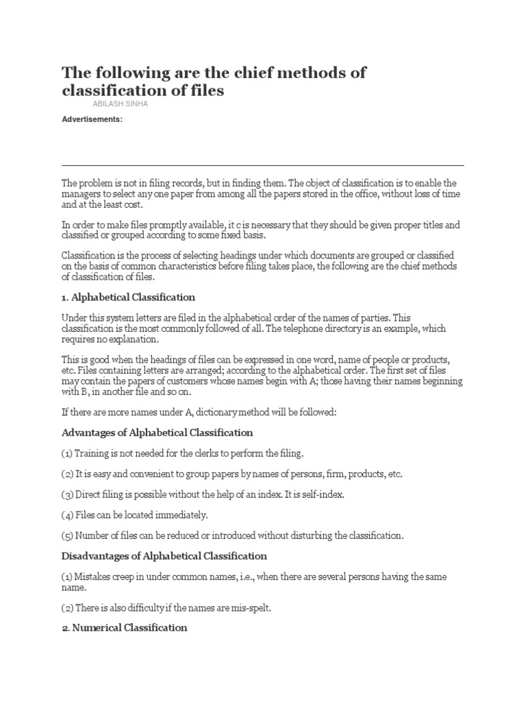 Methods & Classification of Files | PDF | Numbers | Business