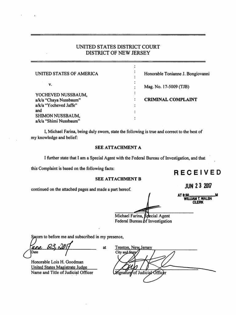 Complaint Against Shimon and Yocheved Nussbaum | PDF