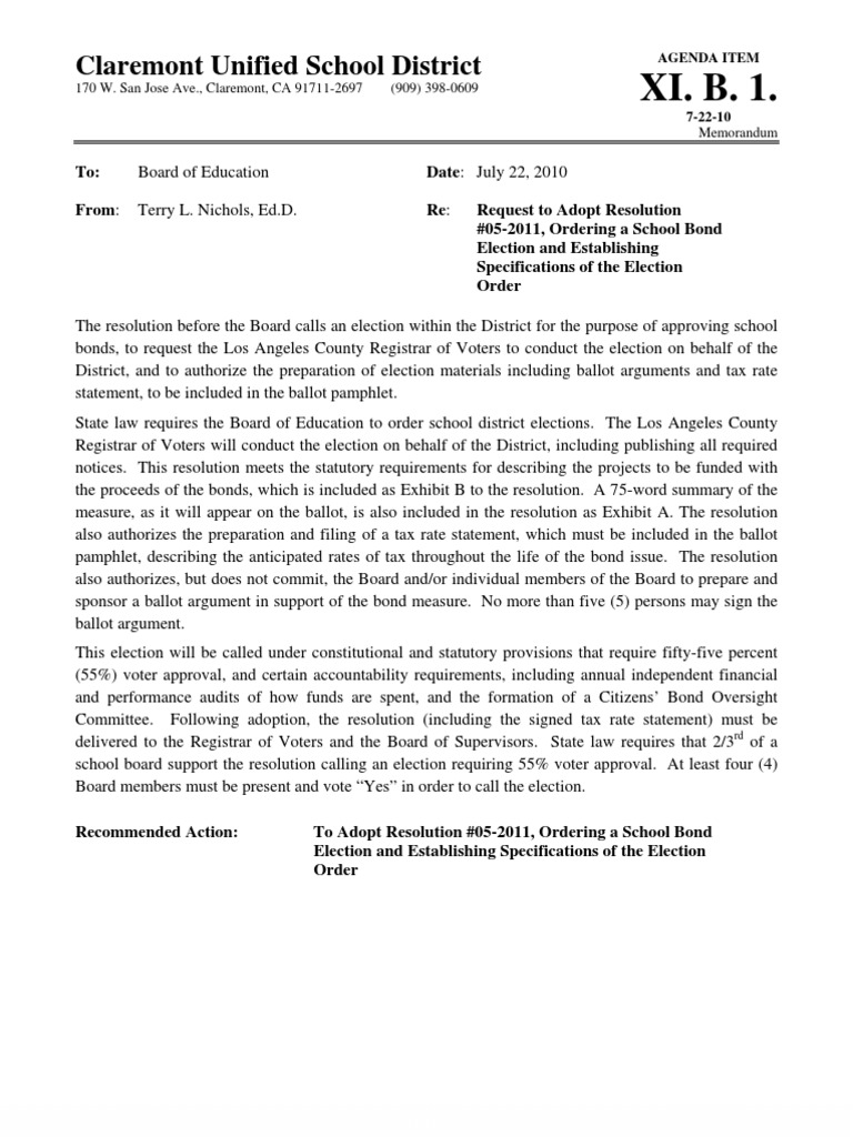 School Bond Election Resolution | PDF | Municipal Bond | Voting