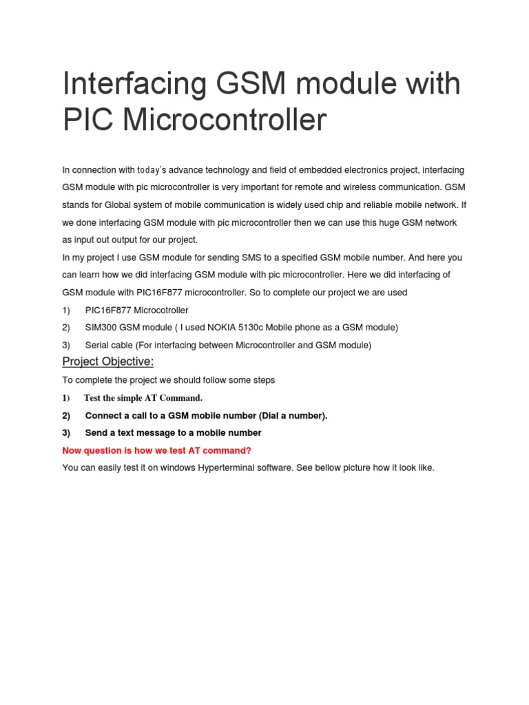 Interfacing GSM Module With PIC Microcontroller | PDF | Mobile Phones | Gsm