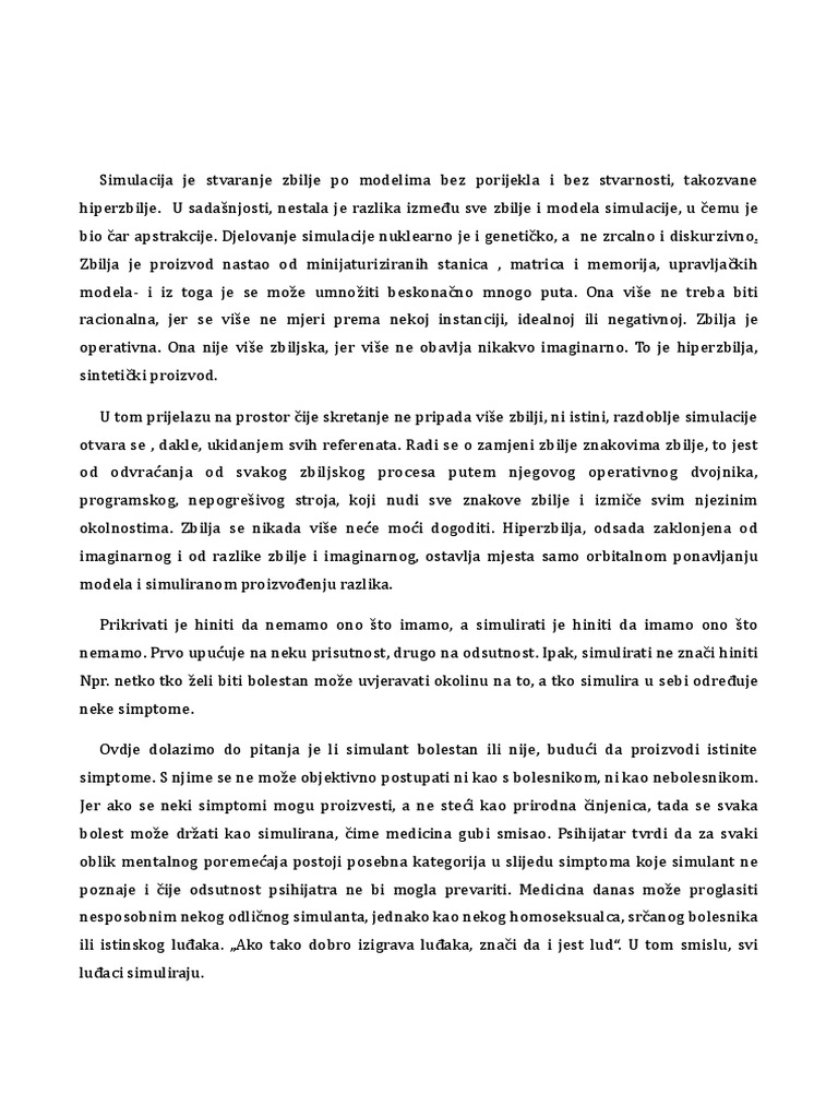 Simulakrumi I Simulacija | PDF