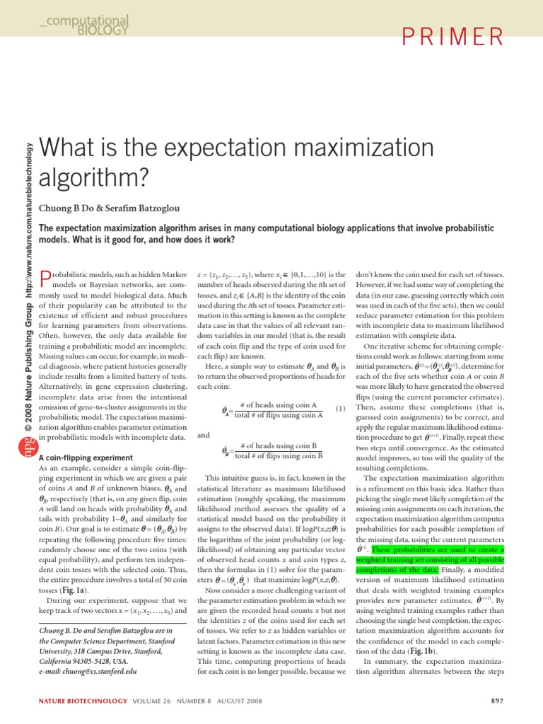 What Is The Expectation Maximization Algorithm Expected Value Mathematical Optimization