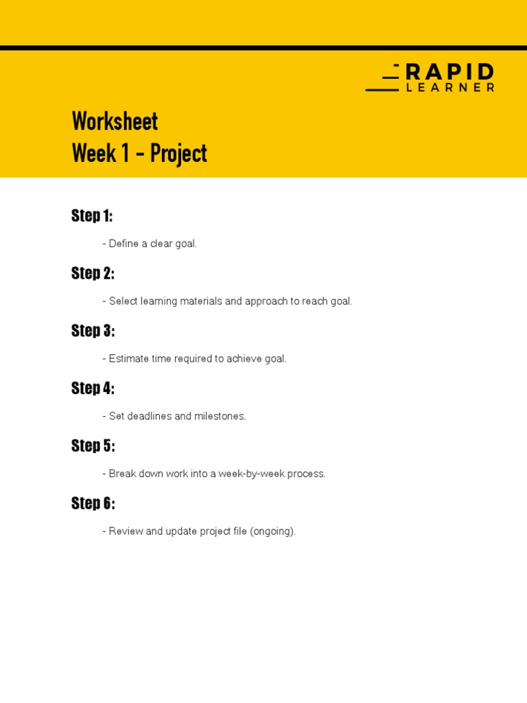 Worksheet Week 1 - Project: Step 1: Step 2: Step 3: Step 4: Step 5 ...