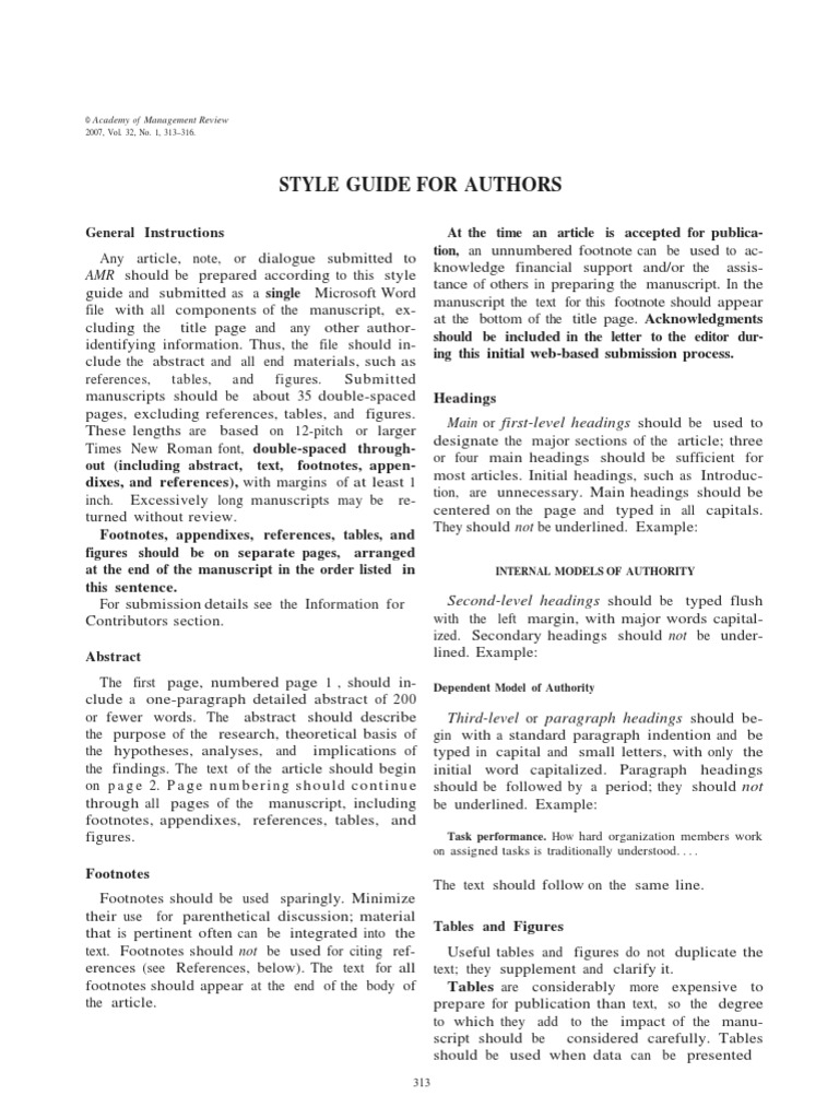 AMR Style Guide PDF | PDF | Citation | Paragraph