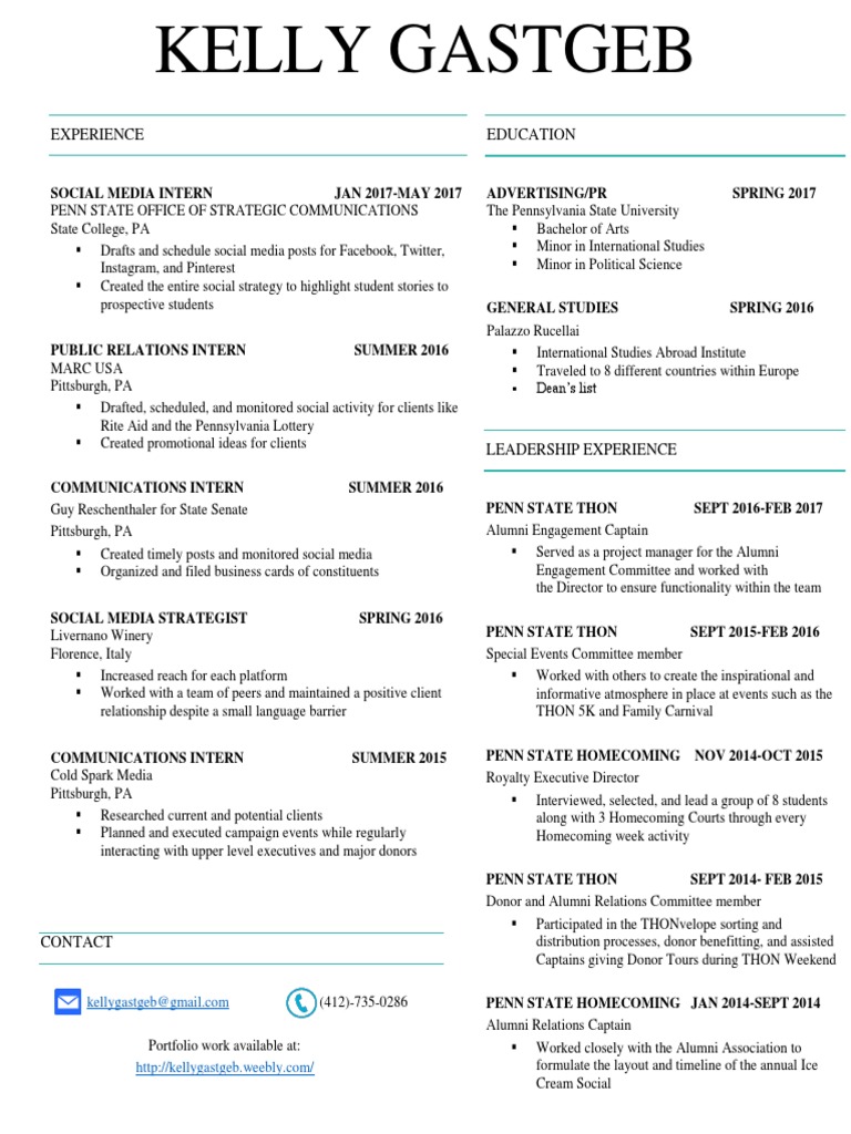 2017 Resume | PDF | Pennsylvania State University | Pennsylvania