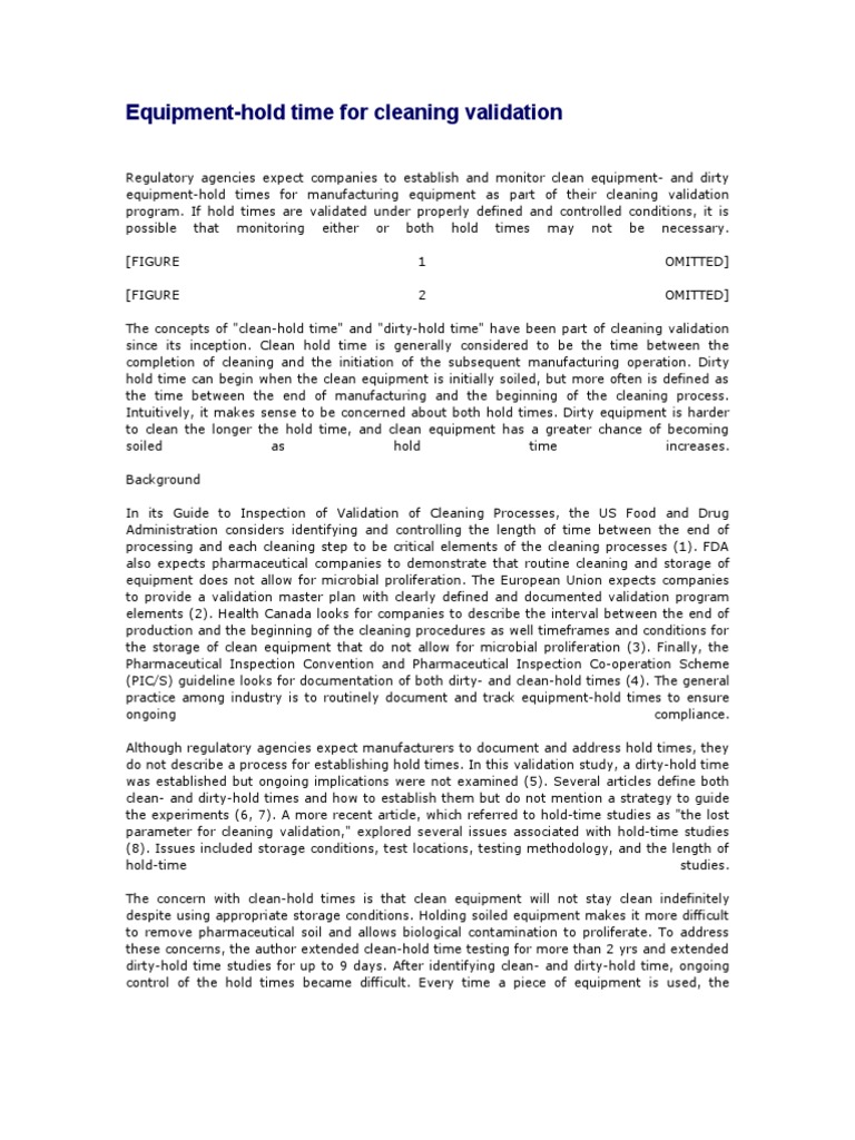 Cleaning Validation: Hold Time Study | PDF | Nature