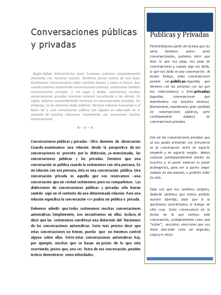 Conversaciones Públicas y Privadas | PDF | Ciencia cognitiva ...