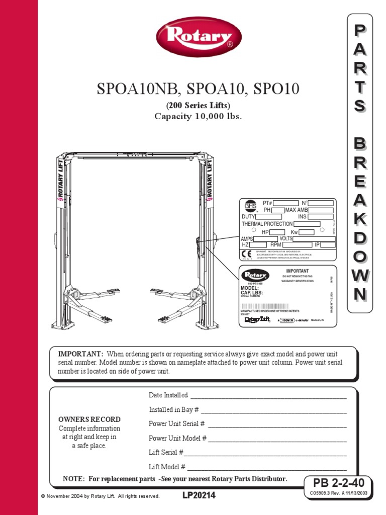 Spo10 Spoa10 Spoa10nb (200 Series) Parts Breakdown | PDF | Screw ...