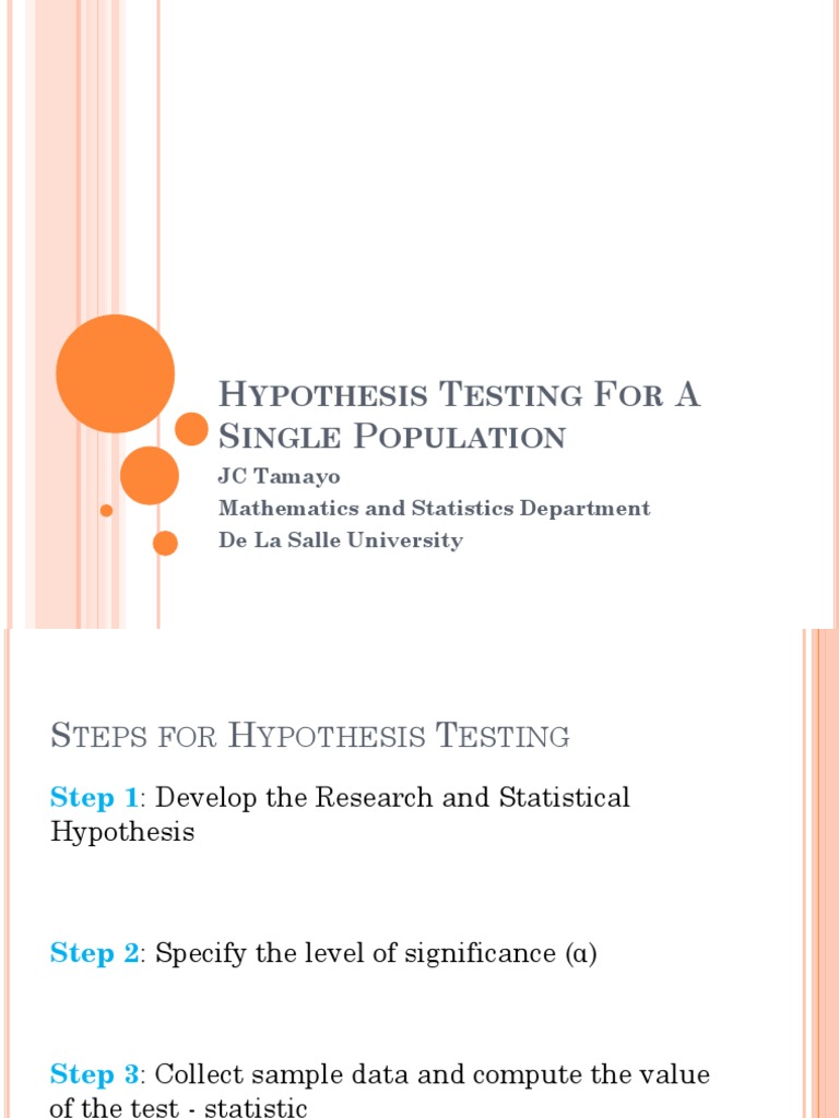 Hypothesis Testing For A Single Population | PDF | Statistical ...