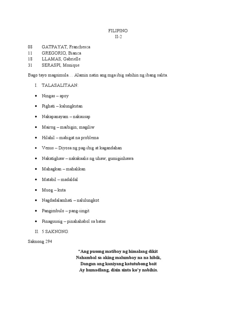FILIPINO Written Report | PDF