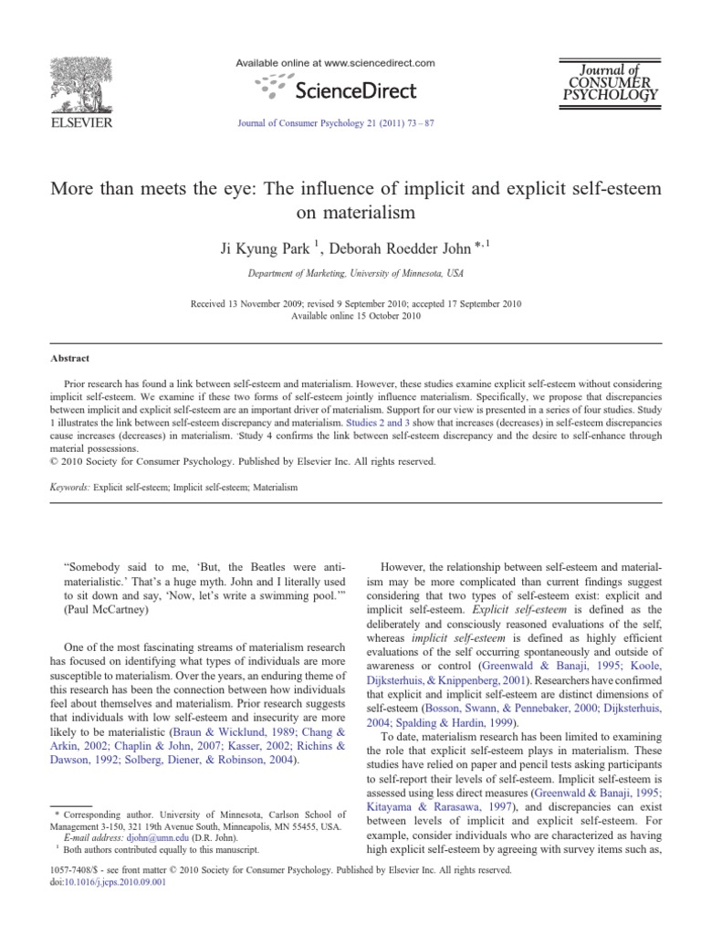 More Than Meets The Eye: The Influence of Implicit and Explicit Self ...
