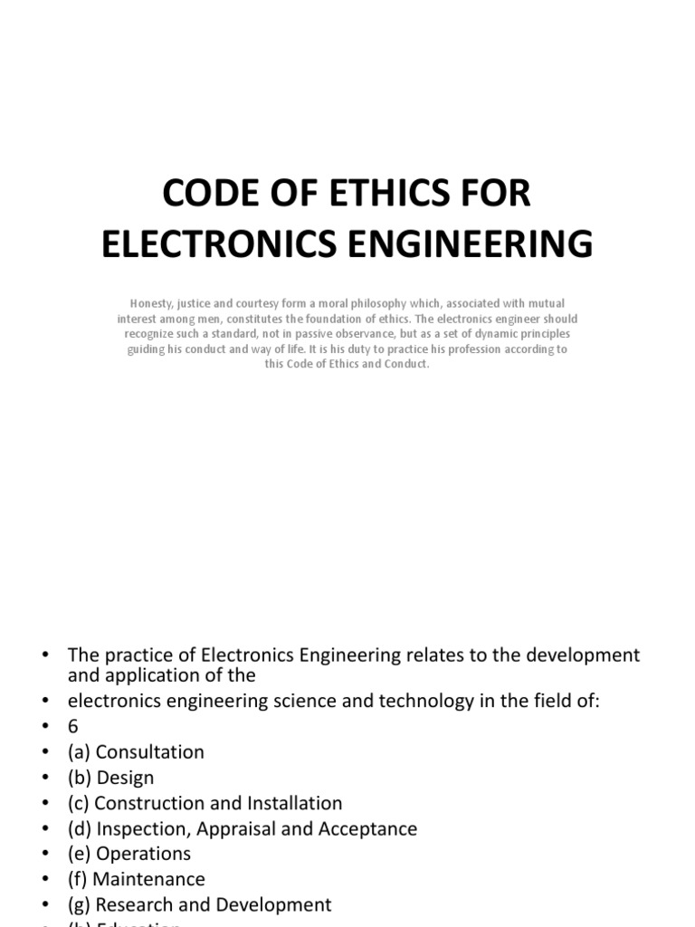Code of Ethics for Electronics Engineering | Salary | Engineering