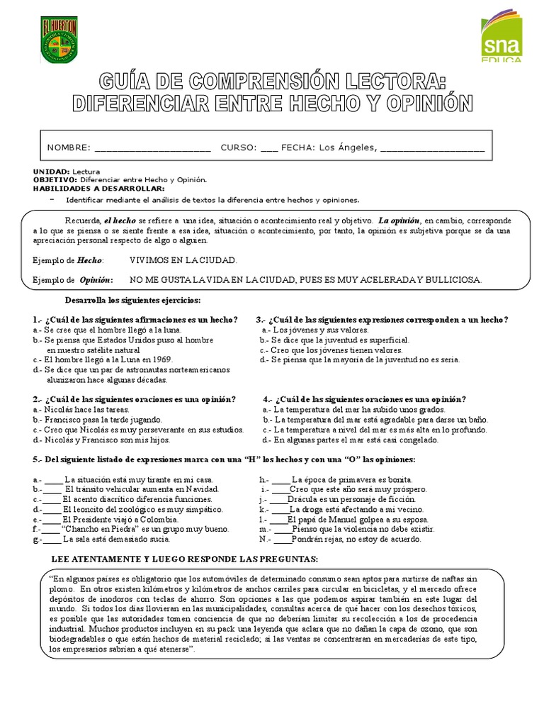 Diferenciar Entre Hecho y Opinion | PDF | Luna | Perros