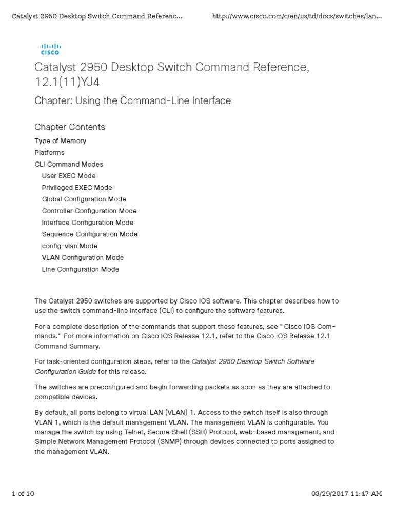 Catalyst 2950 Desktop Switch Command Reference, 12.1 (11) YJ4: Chapter: Using The Command-Line ...