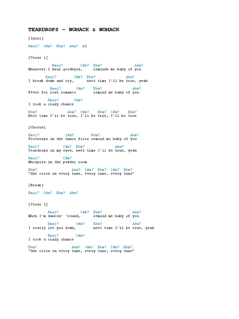 Teardrops | PDF | Song Structure | Pop Songs