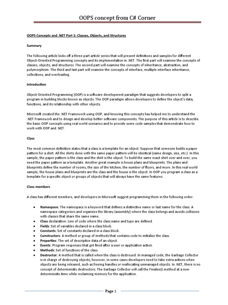 Oops Concepts Pdf Class Computer Programming Inheritance Object Oriented Programming