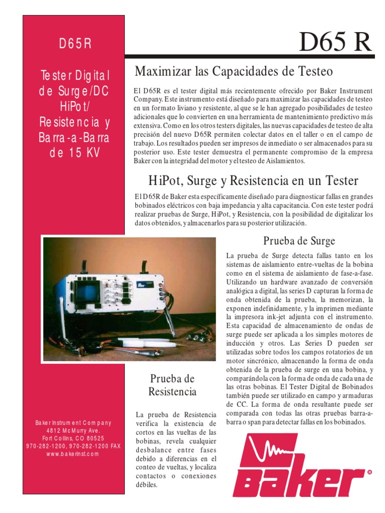 Tester Digital D65R de Baker | PDF | voltaje | Inductor