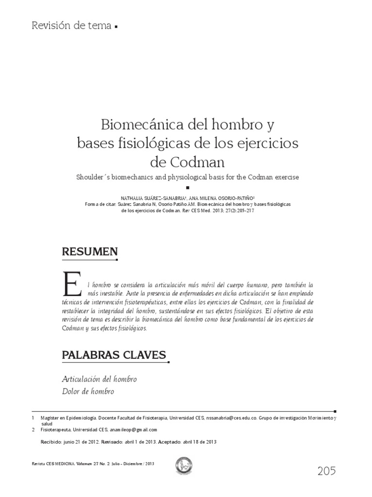 Ejercicios de Codman en Dolor de Hombro PDF | PDF | Hombro | Sistema ...
